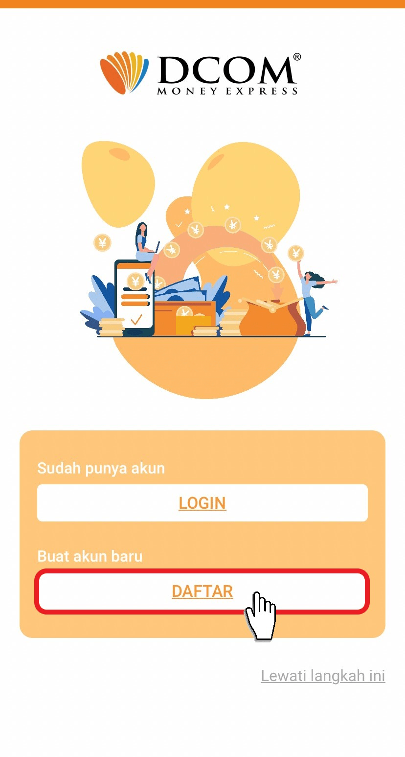 DAFTAR AWAL Melalui Aplikasi Terbaru DCOM - DCOM Money Express