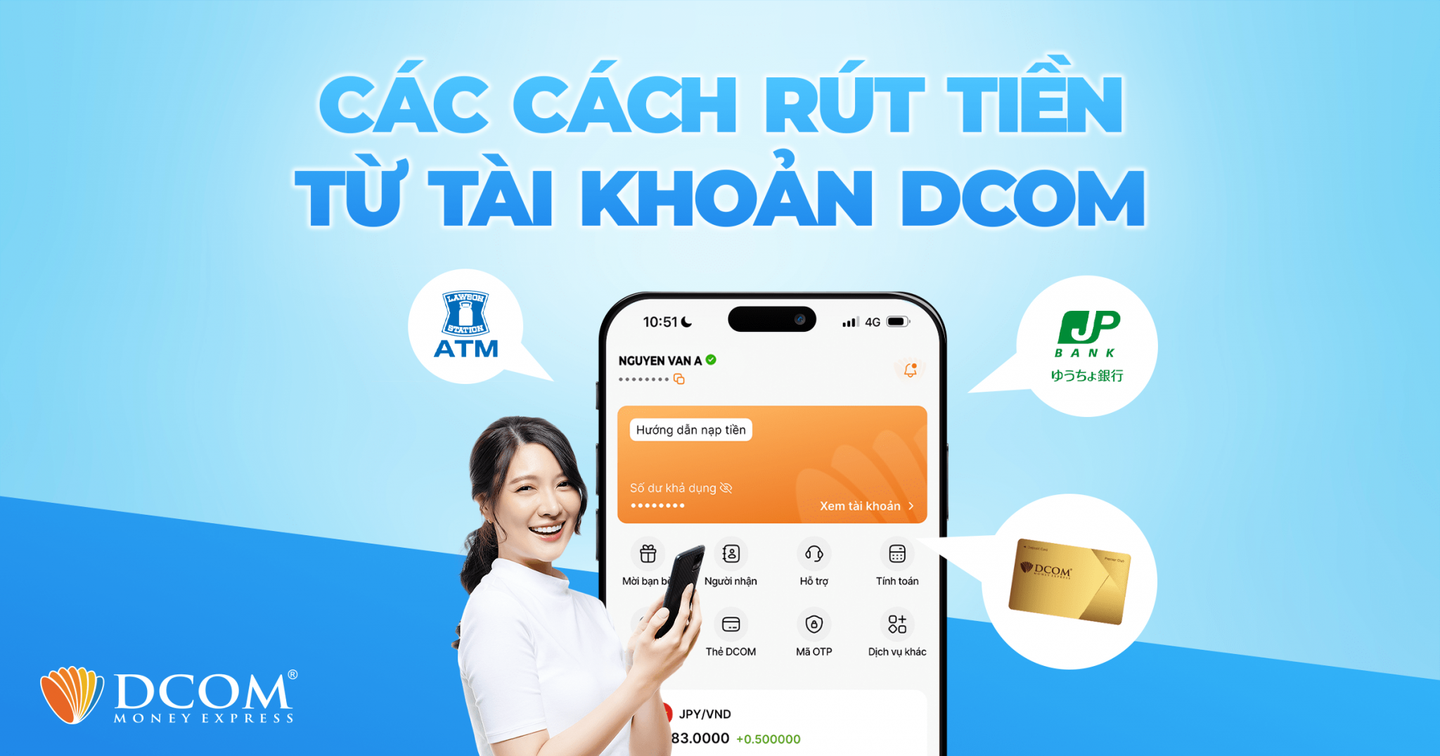 Các cách rút tiền từ tài khoản DCOM - DCOM Money Express