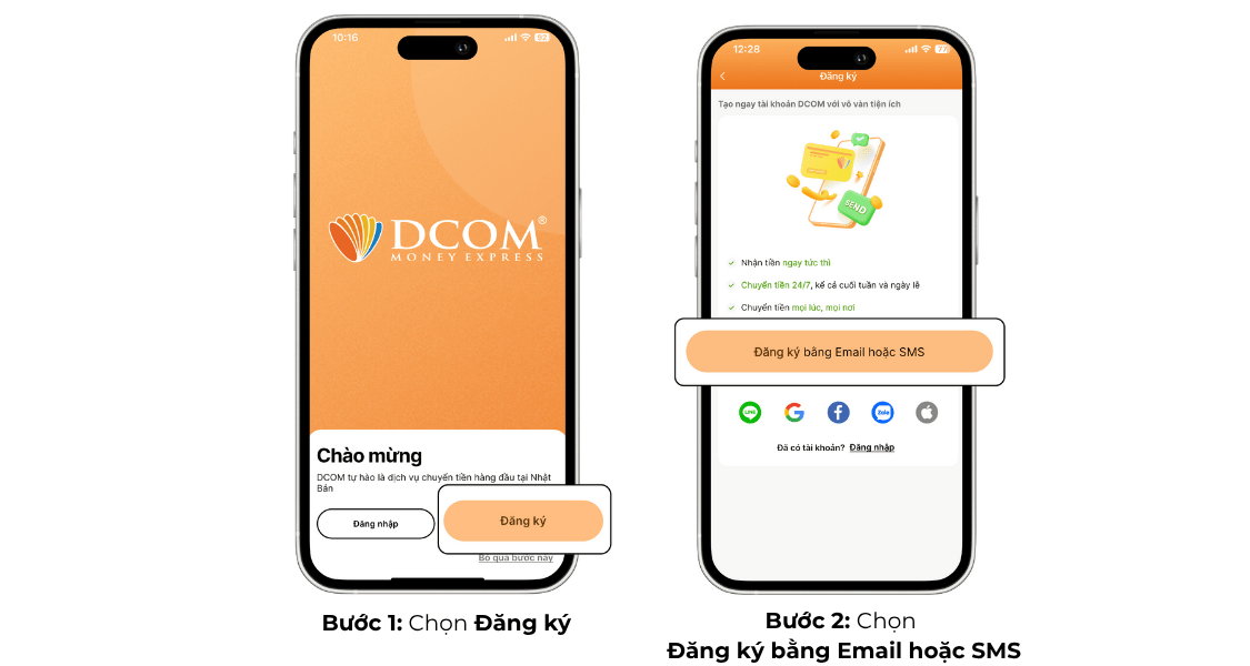 Cách đăng ký tài khoản DCOM bằng Email/SĐT trên App DCOM mới - DCOM ...