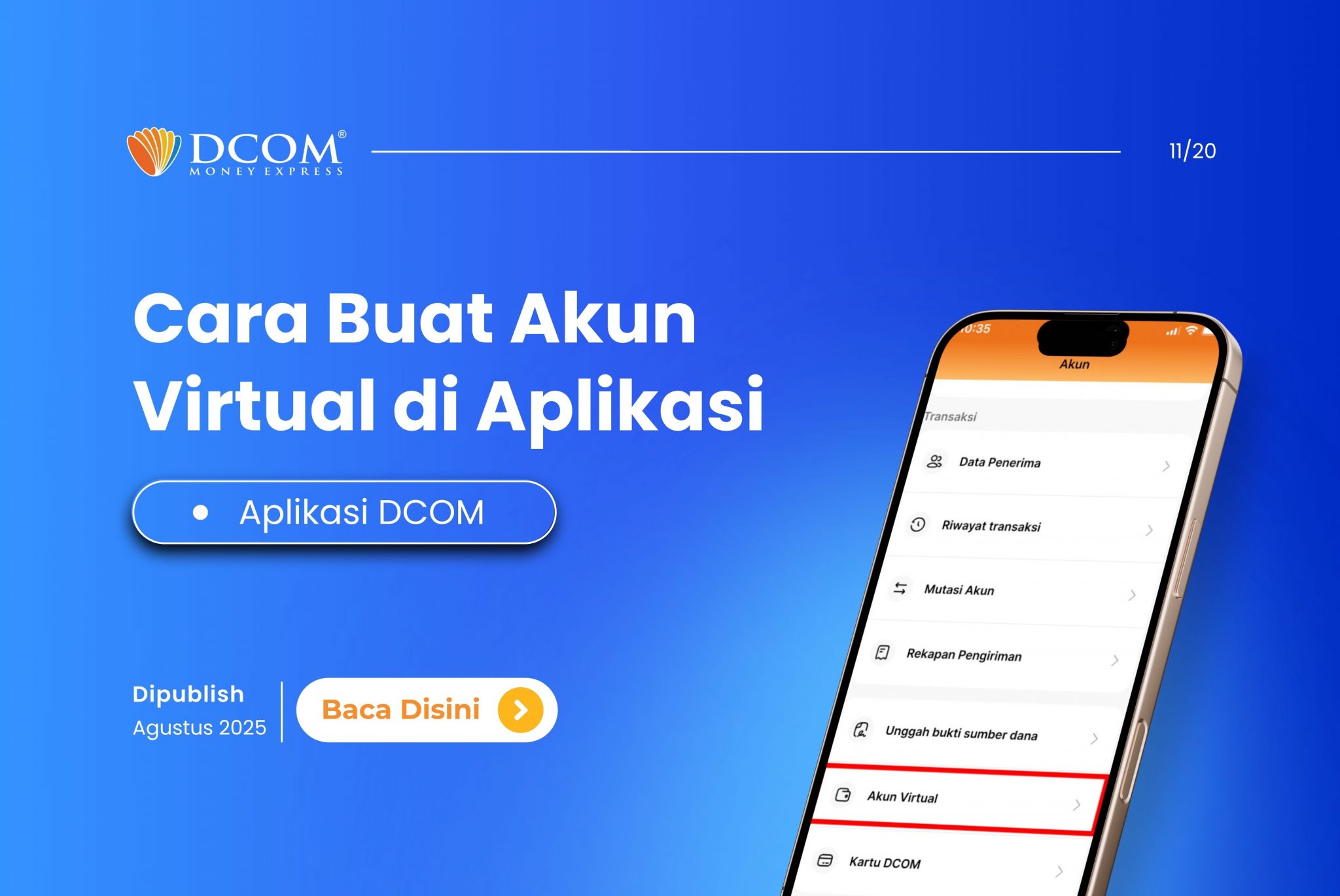 Cara Buat Akun Virtual di Aplikasi - DCOM Money Express